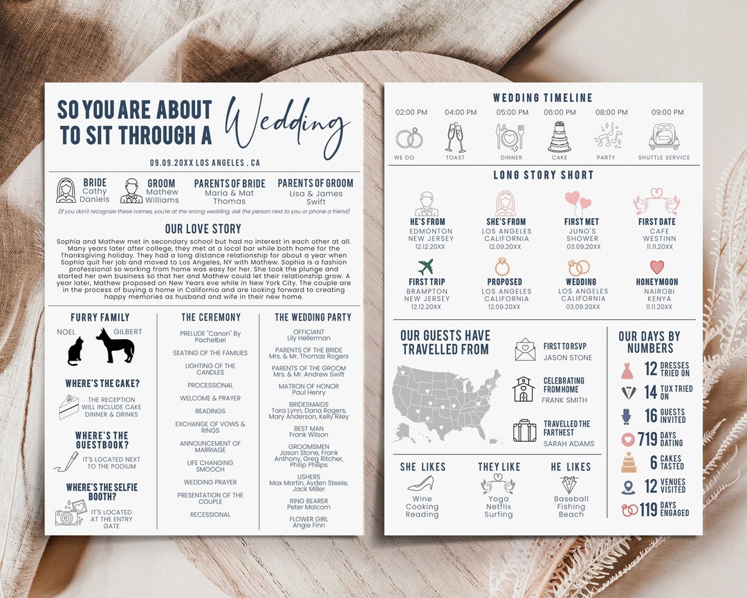 Infographic Wedding Program, Wedding Day Program, Wedding Day Timeline ...