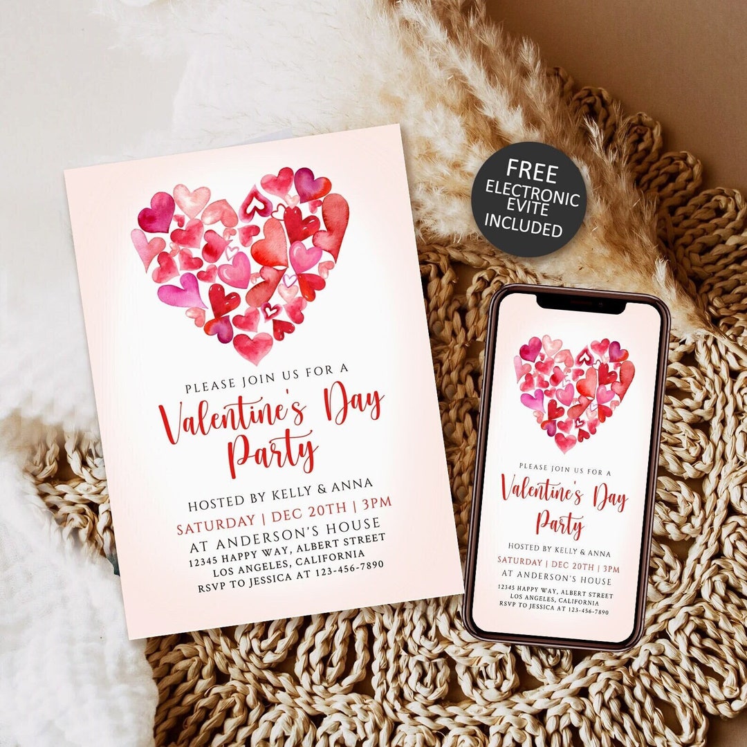 Editable Valentines Day Party Invitation, Kids Valentines Day Party ...