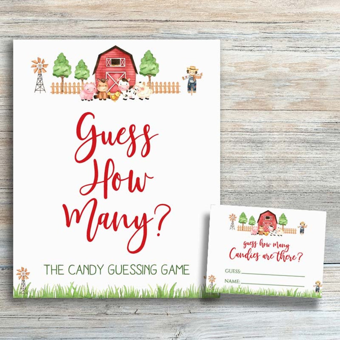 Farm Animals Guess How Many Sign and Cards Guess How Many Farm | Etsy