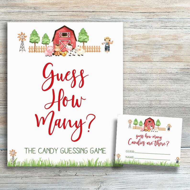 Farm Animals Guess How Many Sign and Cards Guess How Many Farm | Etsy