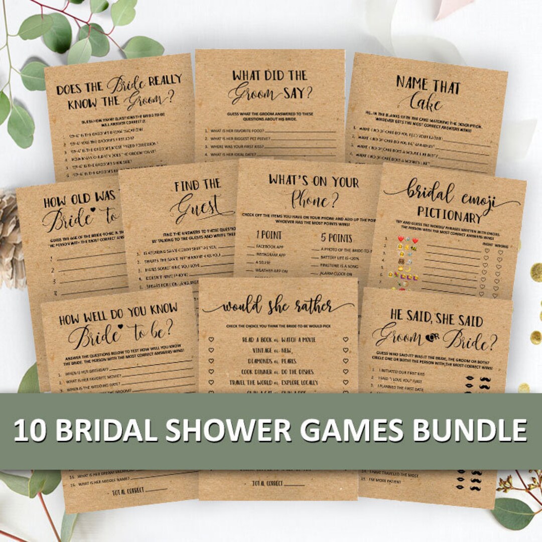 Printable Bridal Shower Package, Bridal Shower Games,games Bundle ...
