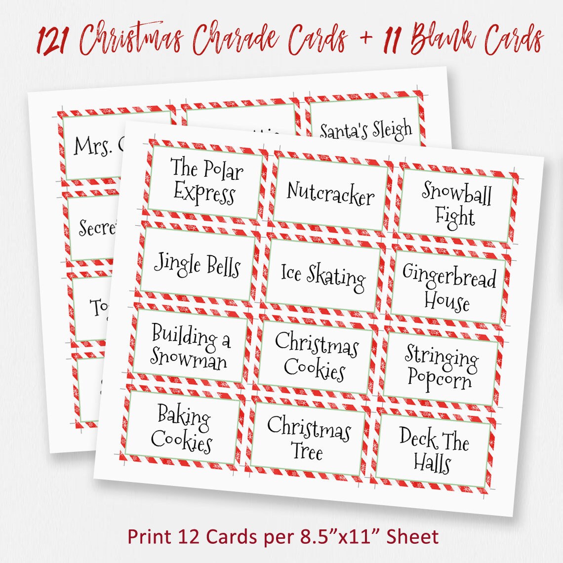 Christmas Charades Game, Christmas Party Games, Printable Christmas ...