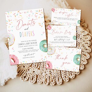 Editable Donut and Diapers Sprinkle Invitation Sprinkled With Love Coed ...