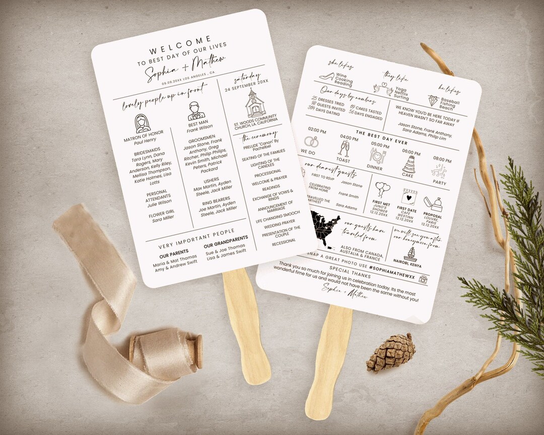 Wedding Program Fan, Fan Program Template Download, Infographic Wedding ...