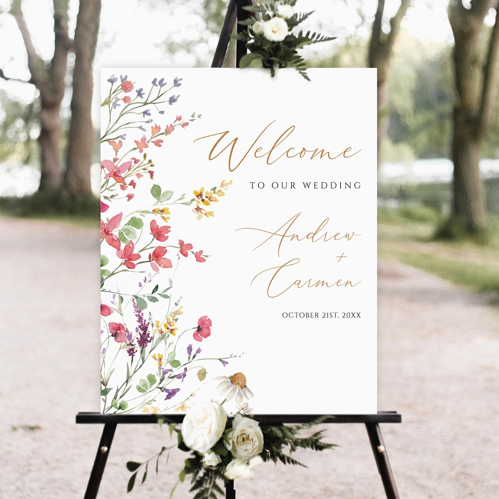 Wildflower Floral Wedding Welcome Sign Wedding Welcome Sign - Etsy