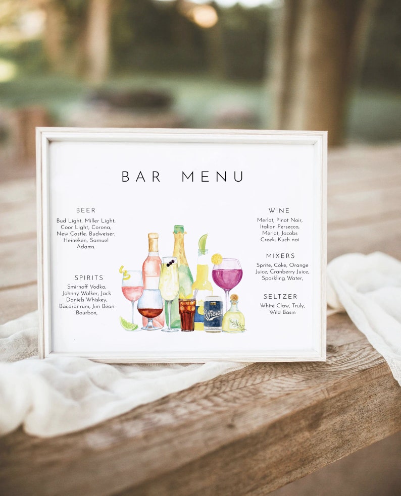 Bar Menu Template Modern Editable Drink Menu Template | Etsy