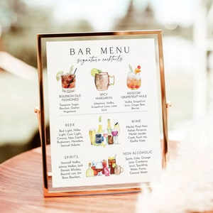 Bar Menu Template, Modern Editable Drink Menu Template, Minimalist ...