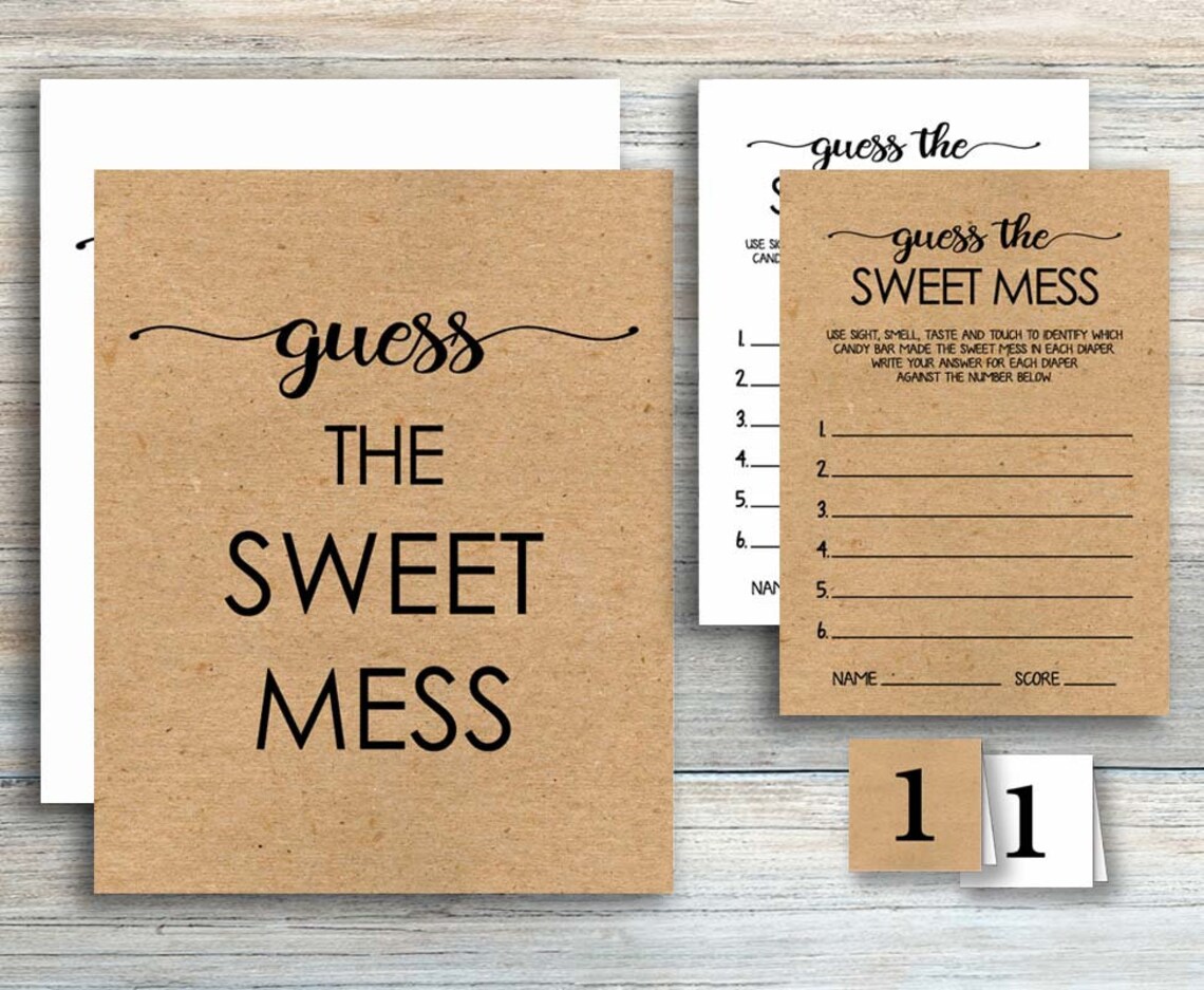 Guess the Sweet Mess Baby Shower Games Printable Baby Shower Game Dirty ...