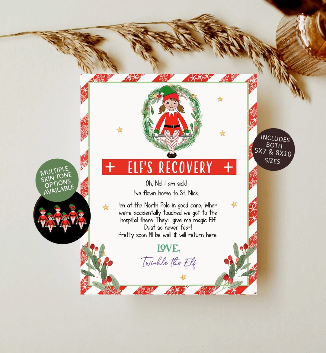 Elf Recovery Letter Editable Elf Letter Girl Elf Recovery - Etsy Australia