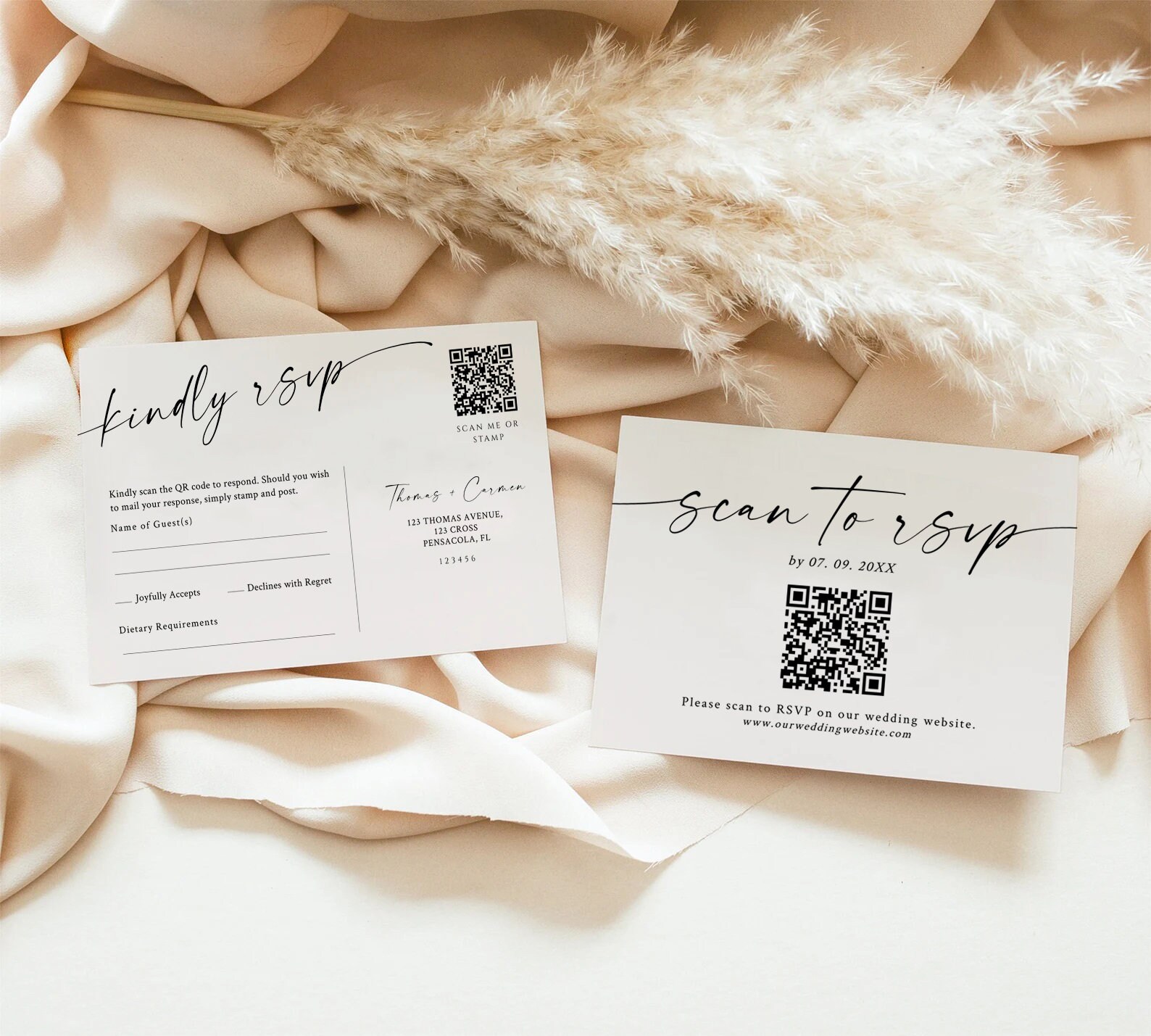 QR Code RSVP Card Template Wedding Response Online Reply - Etsy