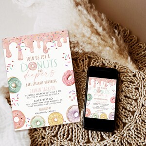 Editable Donuts and Diapers Baby Sprinkle Donut Baby Sprinkle Donut ...