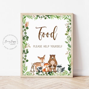 Food Sign Printable Enjoy Some Food Sign Food Table Sign Woodland Baby ...