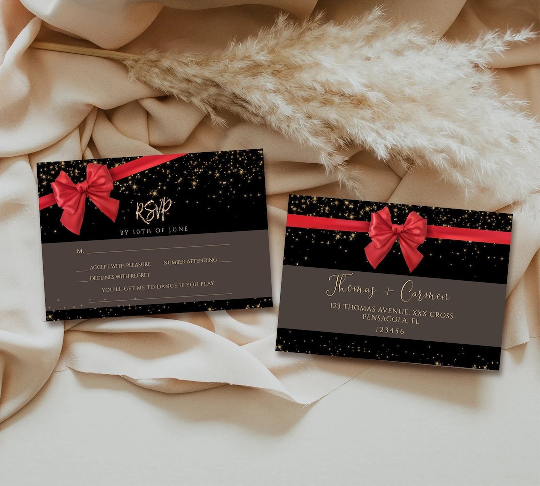 Editable Christmas Party RSVP Cards - RSVP Cards Christmas Party Modern ...