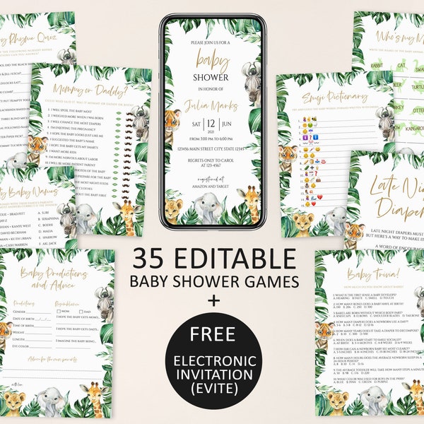 Safari Baby Shower Games - Etsy