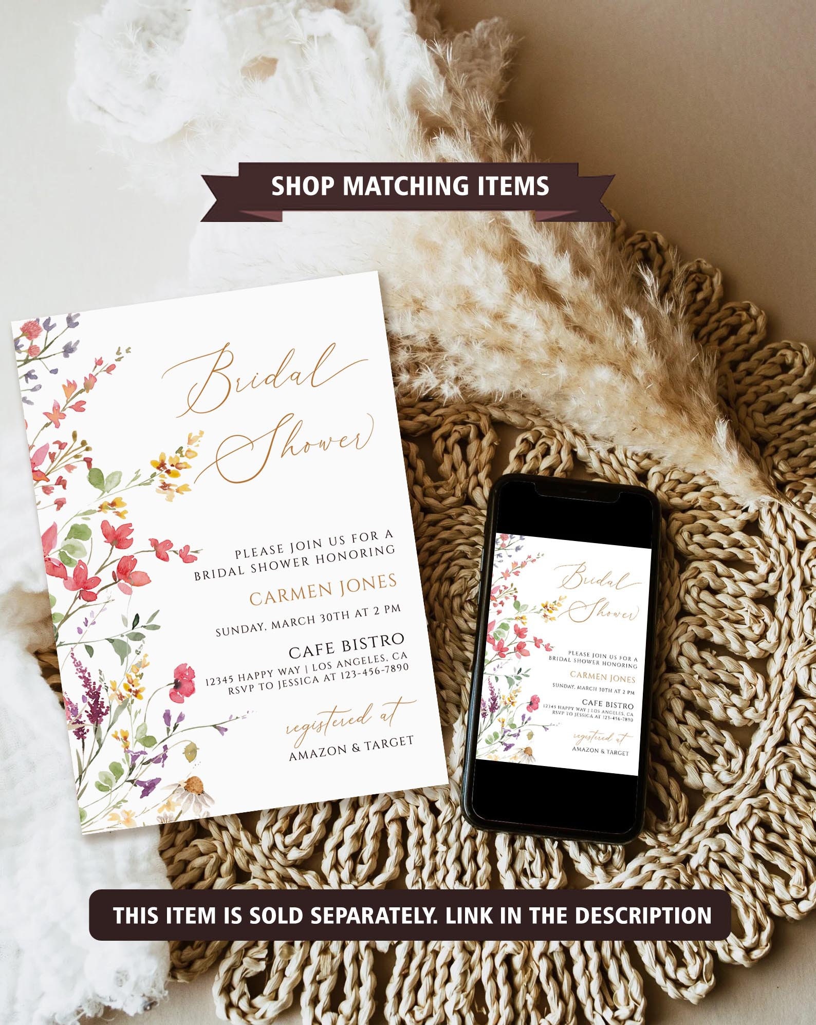 Wildflower Wedding Invitation Set Printable Wedding - Etsy