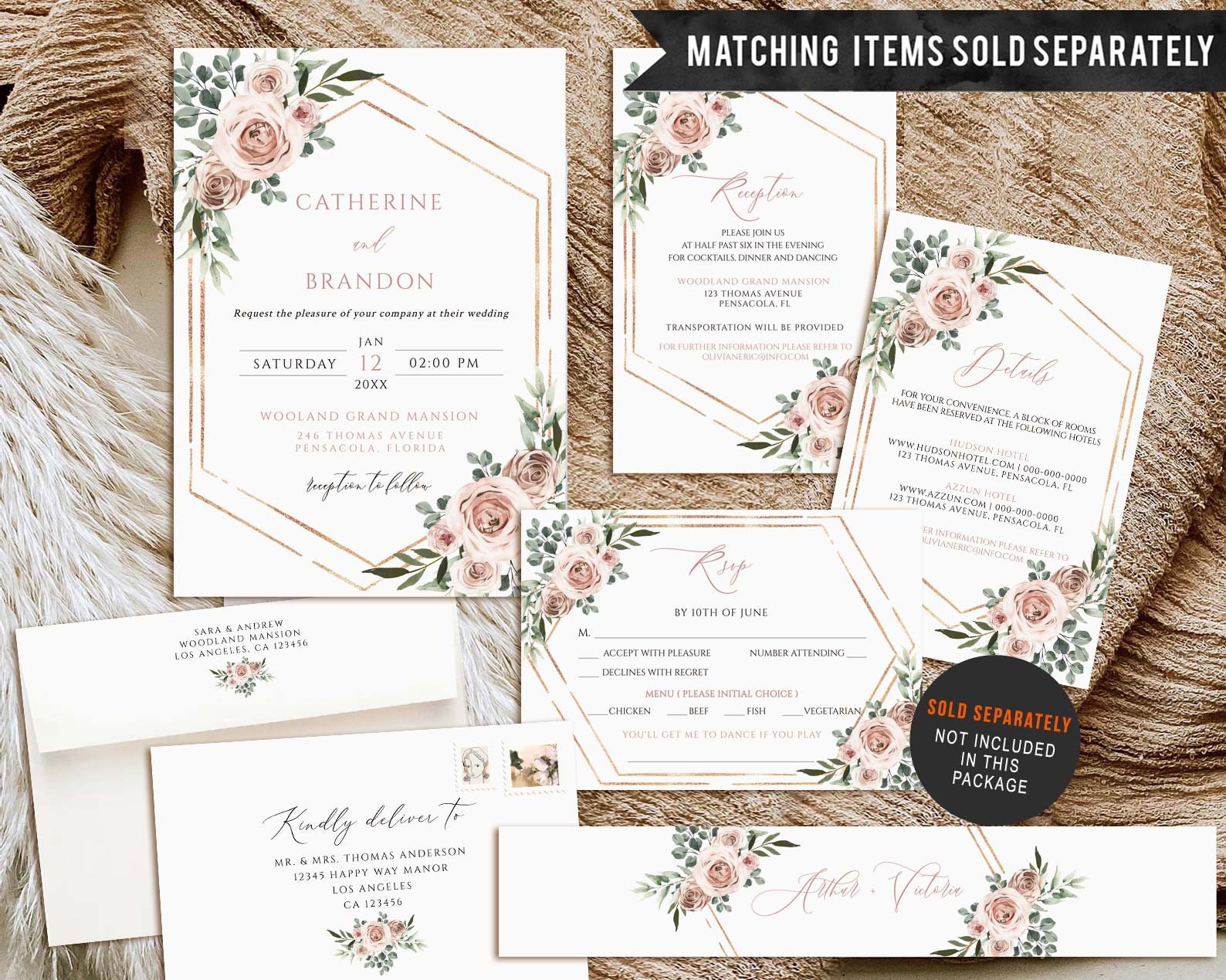 Wedding Program Template Dusky Pink Floral Wedding Program | Etsy