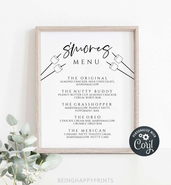 S'mores Menu Sign Smore Bar Sign S'more Station | Etsy