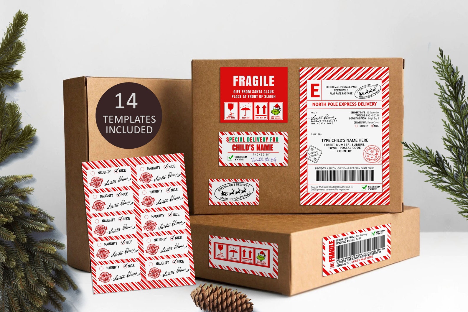 Santa Labels Gift Tags North Pole Stickers Printable Template - Etsy