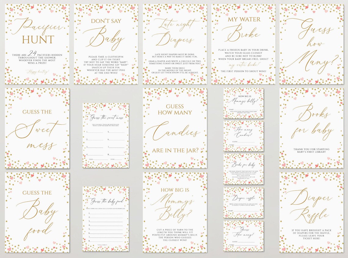 Girl Baby Shower Games Printable Editable Baby Shower Game | Etsy