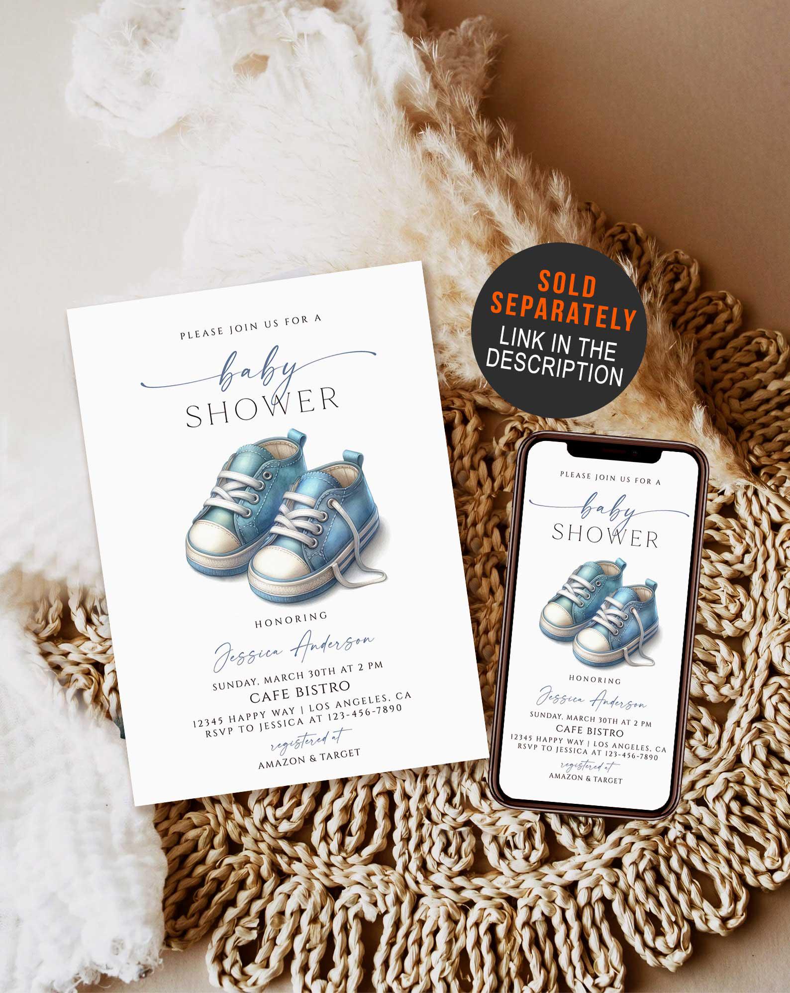 Blue Shoes Baby Shower Games Bundle, Printable Blue Booties Baby Shower ...