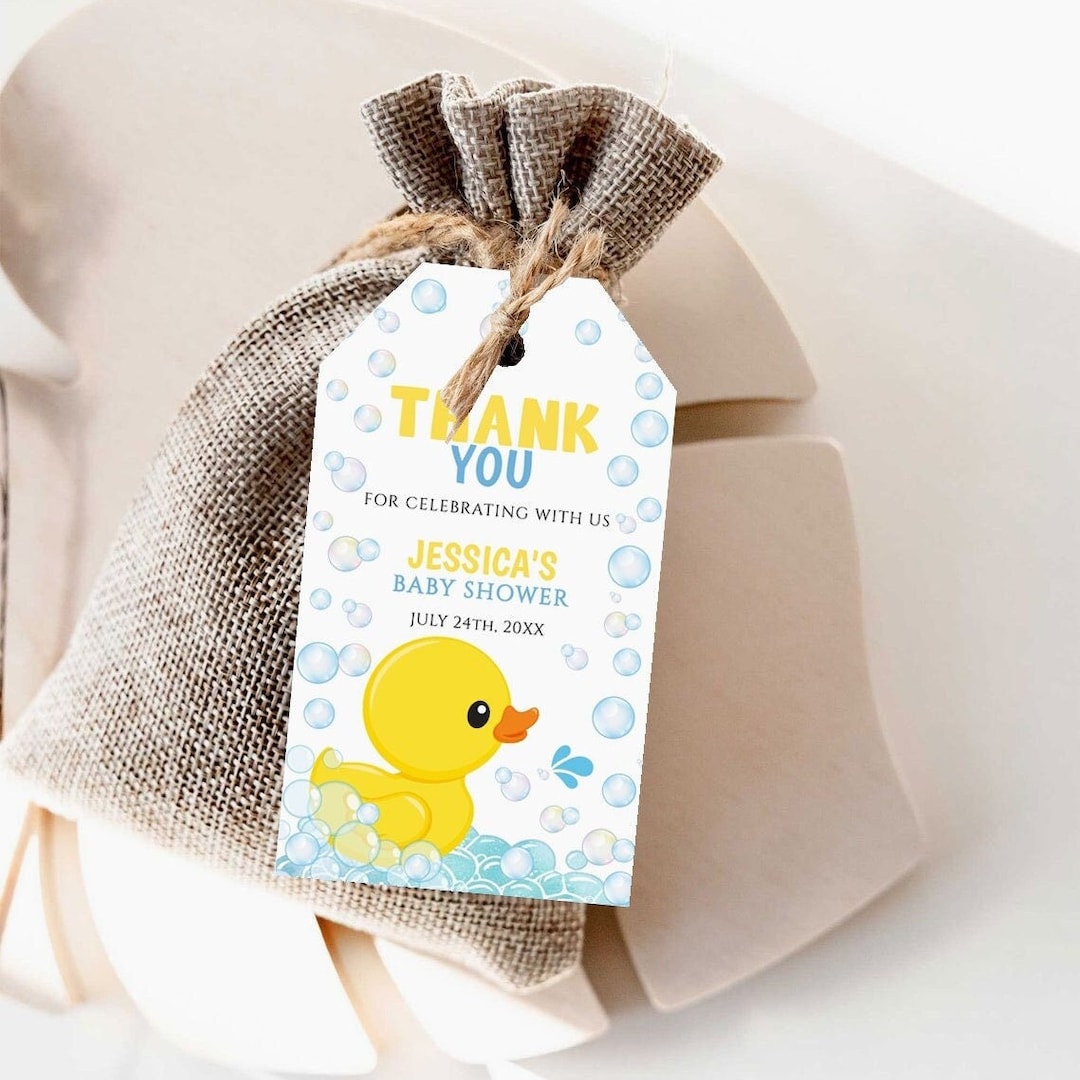 Rubber Ducky Baby Shower Favor Tag, Printable Template - Etsy