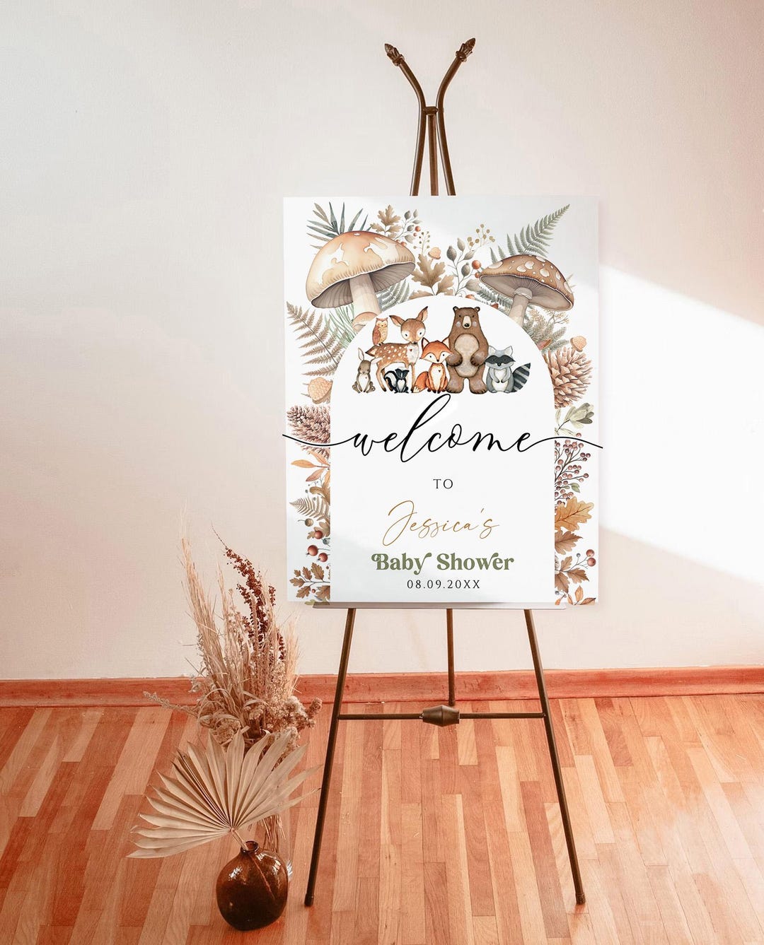 Editable Woodland Baby Shower Welcome Sign, Woodland Animals Welcome ...