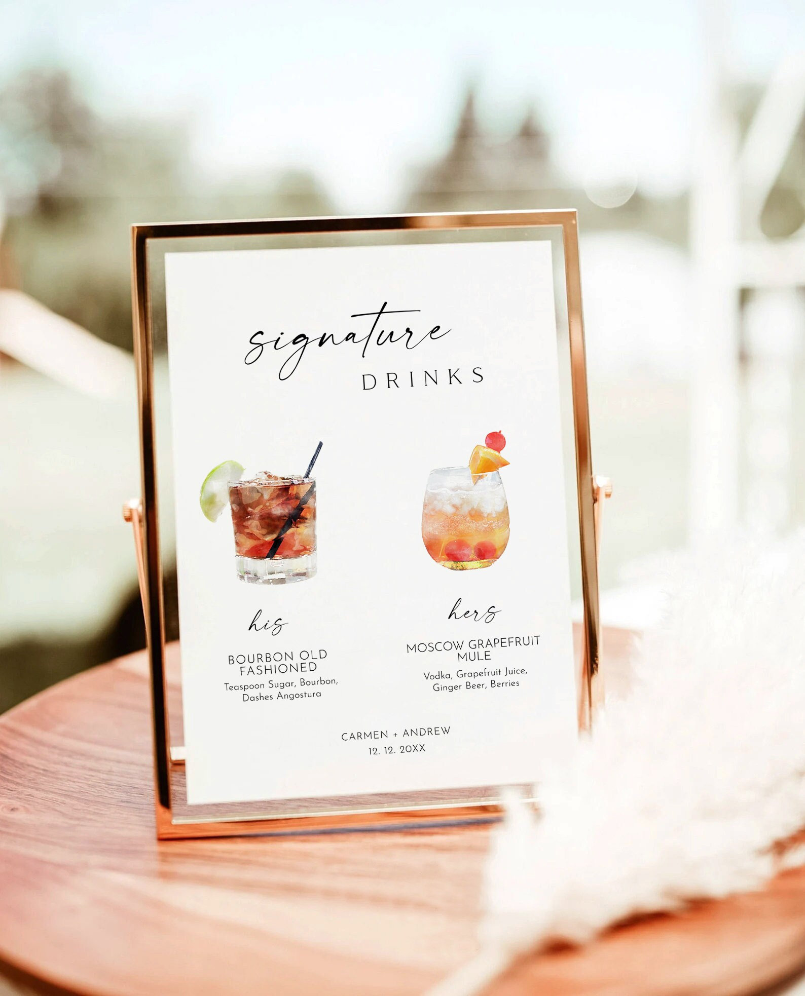 Signature Drinks Sign Template Signature Cocktail Sign - Etsy