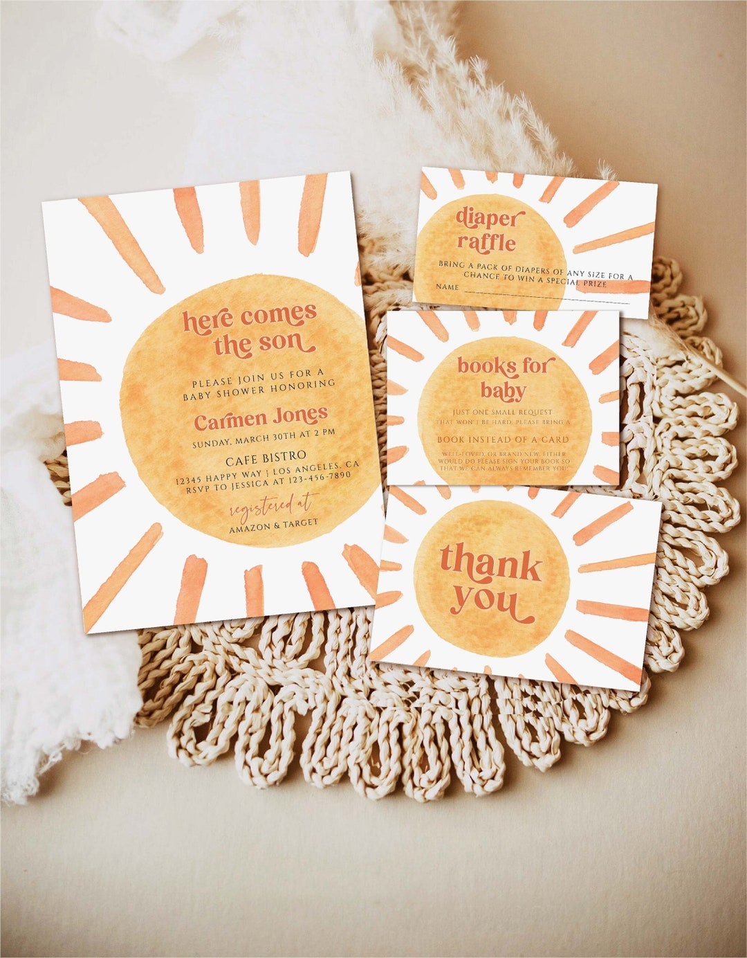 Sunshine Baby Shower Invitation, Gender Neutral Baby Shower Invite ...