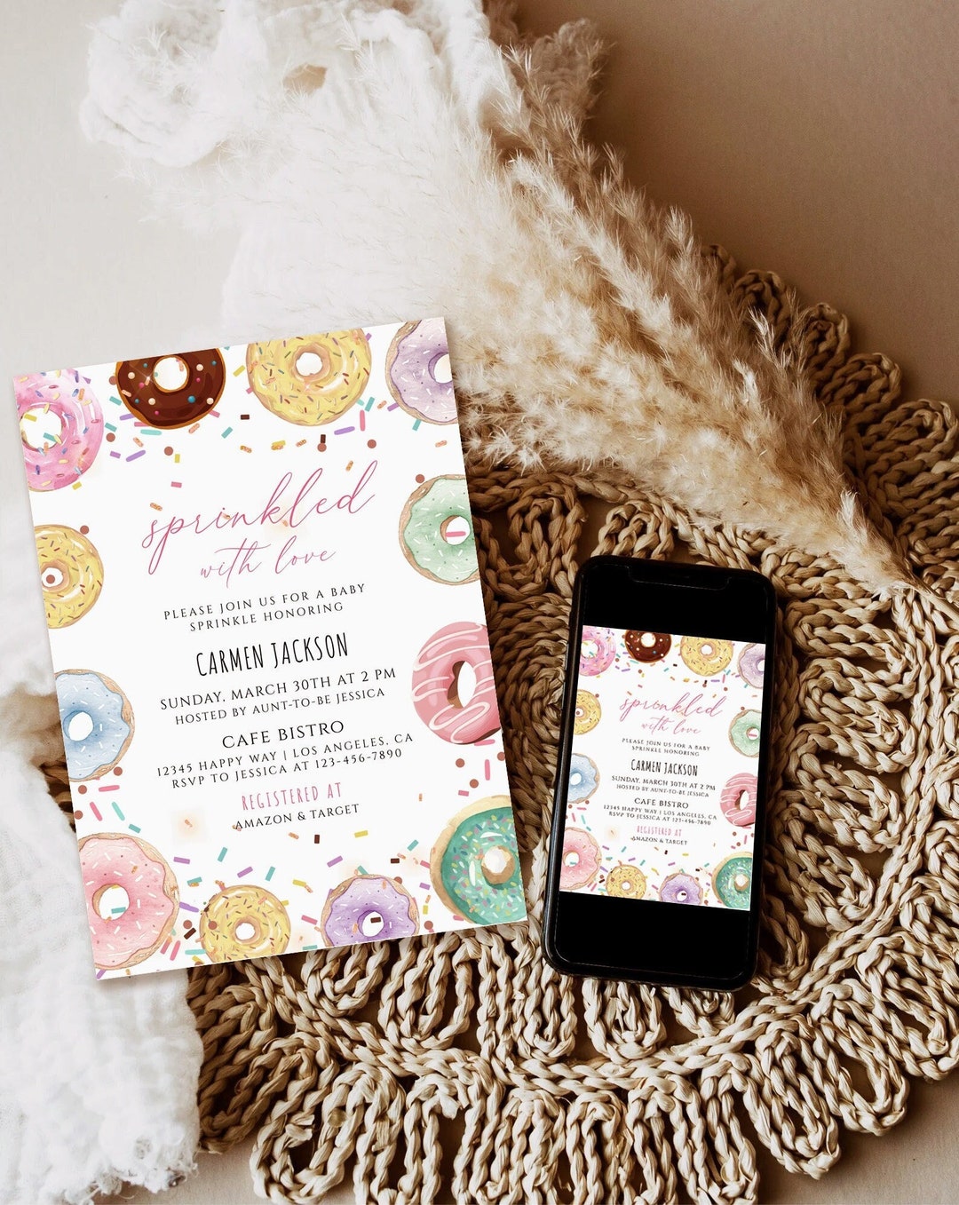 Donut Baby Sprinkle Invitation Sprinkled With Love Donut Invitation ...