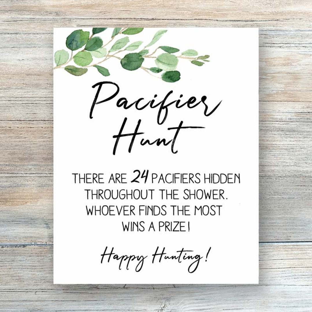 Pacifier Hunt Baby Shower Game Sign Green Baby Shower Games - Etsy