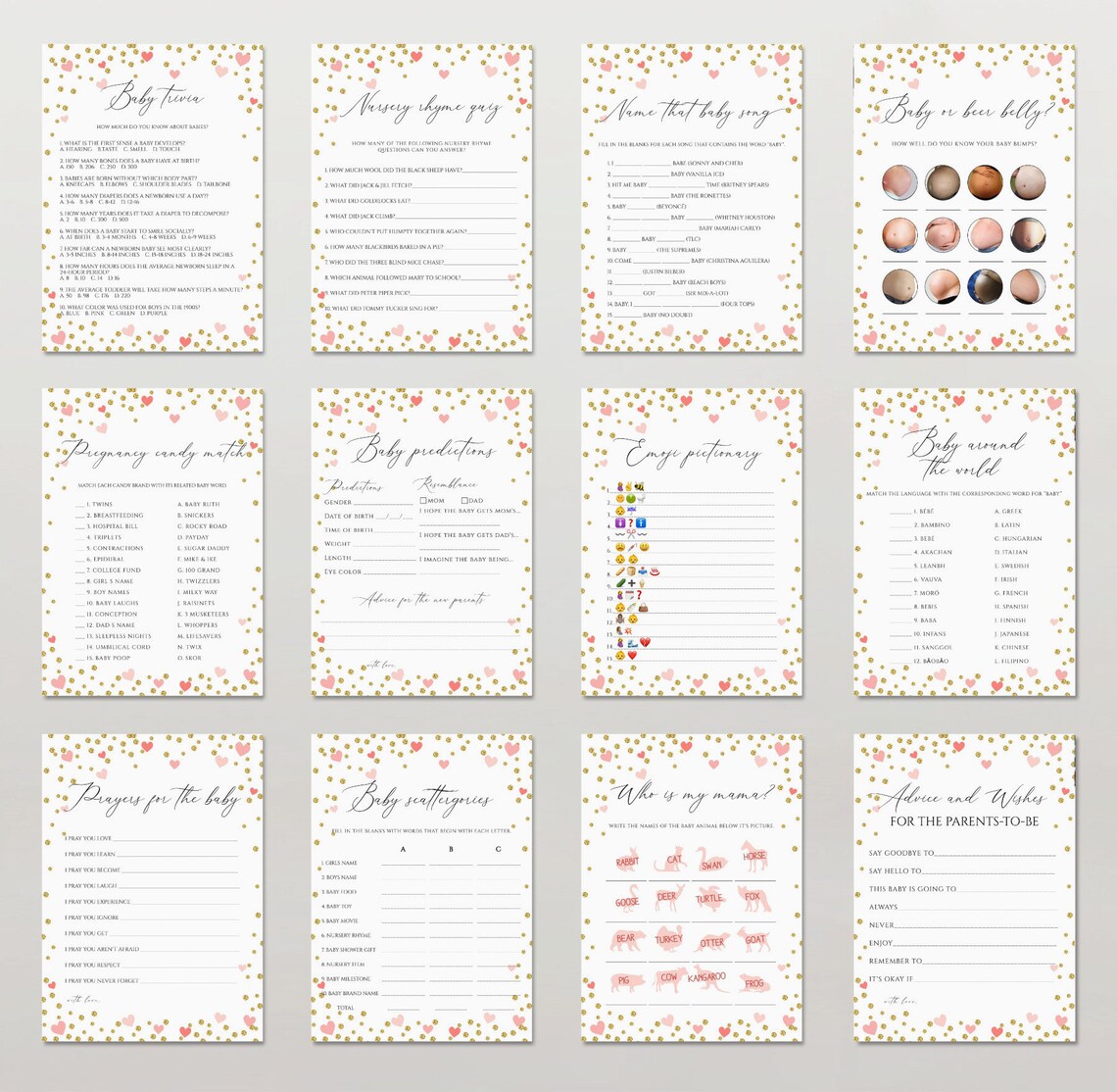 Girl Baby Shower Games Printable Editable Baby Shower Game | Etsy