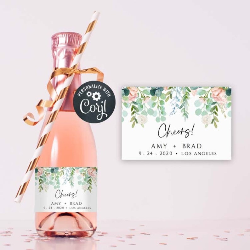 Mini Champagne Bottle Label Template Wine Label Wedding | Etsy