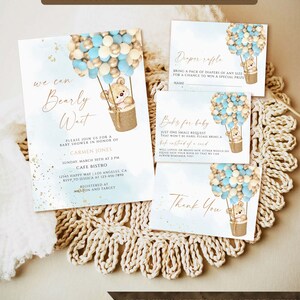 Blue Teddy Bear Baby Shower Welcome Sign, Blue Balloon Baby Shower ...