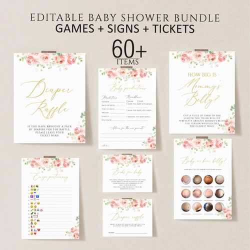 Blush Pink Floral Baby Shower Games Bundle Boho Baby Shower - Etsy