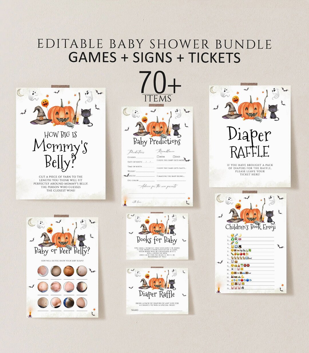 Editable A Little Boo Baby Shower Game Bundle, Ghost Halloween Baby ...