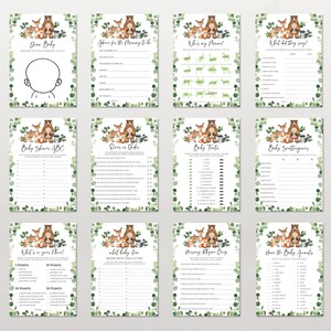 Woodland Baby Shower Games Bundle,woodland Forest Animal Baby Shower ...