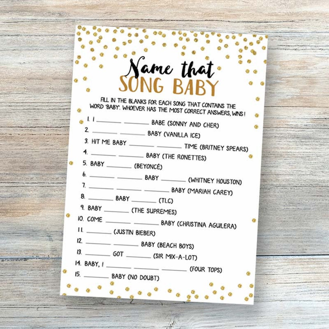 Name That Song Baby Shower Game Baby Song Games Printable Baby Shower ...