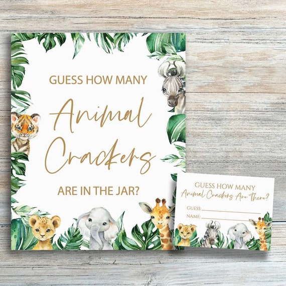 Safari Baby Shower Guess How Many Animal Crackers Game Safari - Etsy