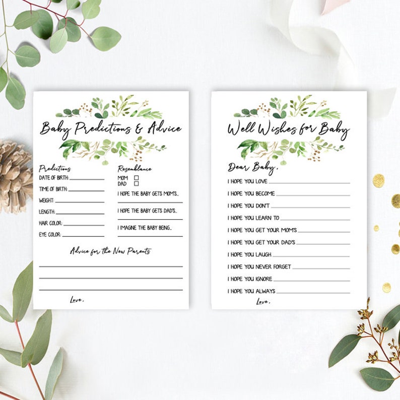 Greenery Baby Shower Games Bundle Green Foliage Baby Shower | Etsy