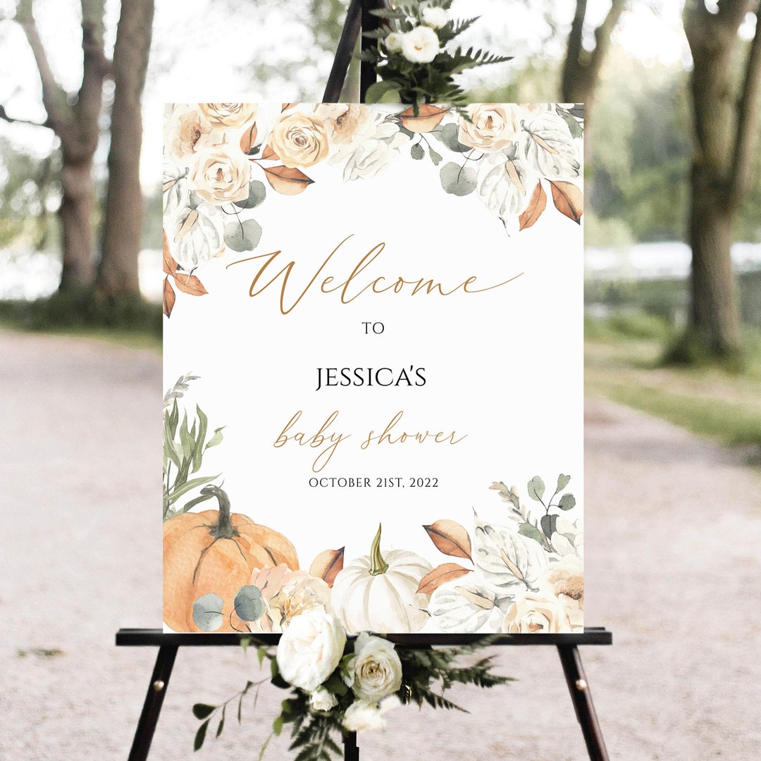 Fall Baby Shower Welcome Sign, Pumpkin Baby Shower Welcome Sign, Little ...