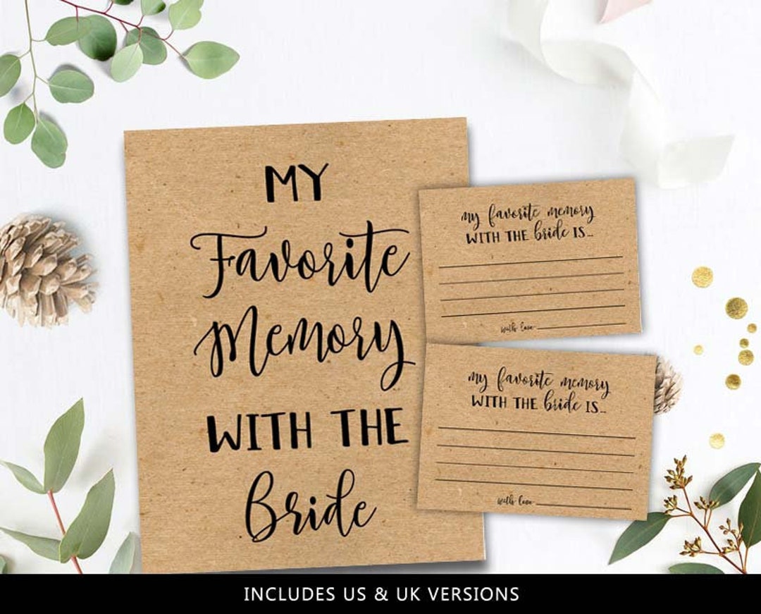 Favorite Memory With Bride, Bridal Shower Games, Wedding Shower Games ...