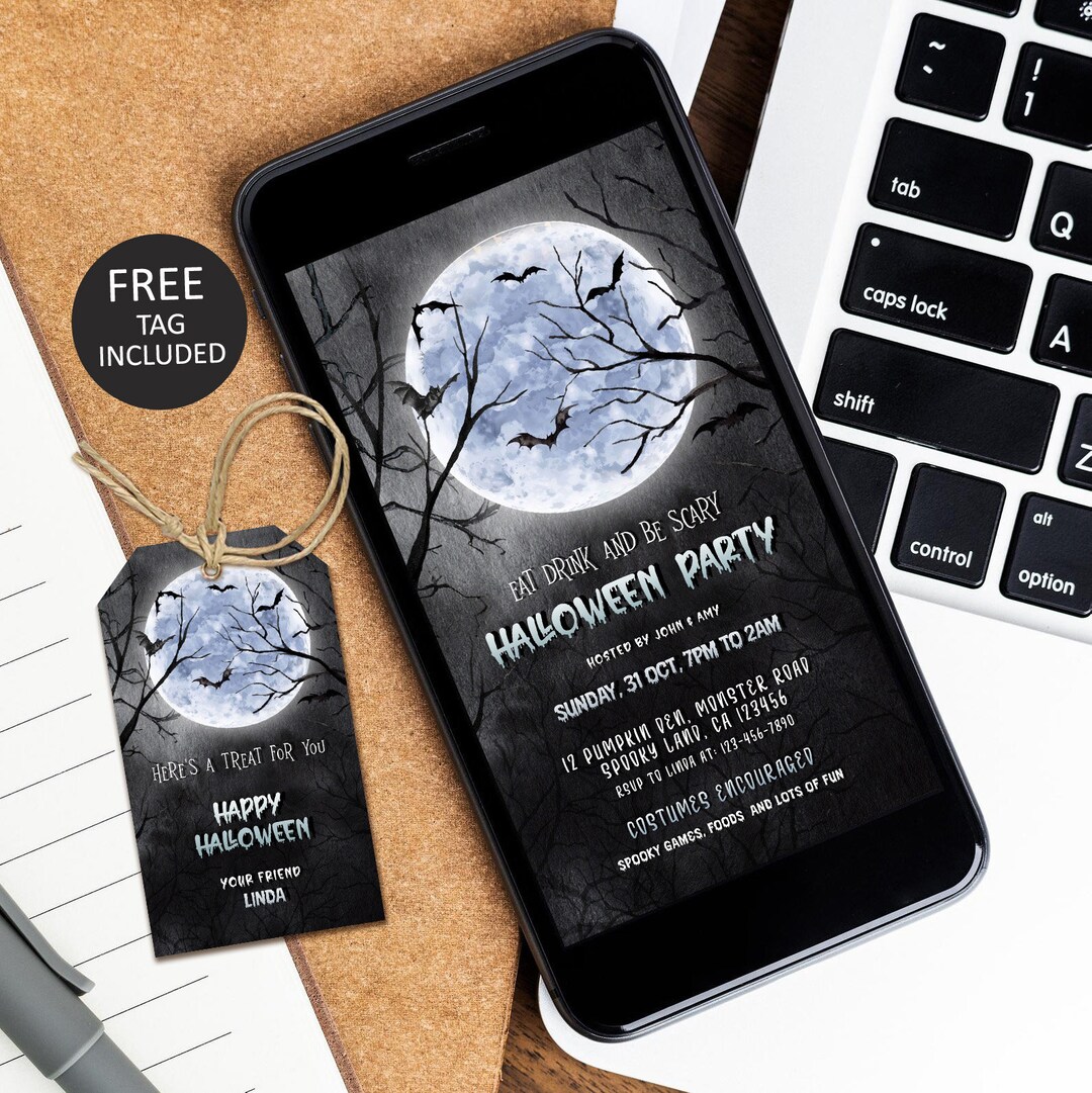Digital Halloween Party Invitation, Halloween Birthday Invite, Editable ...