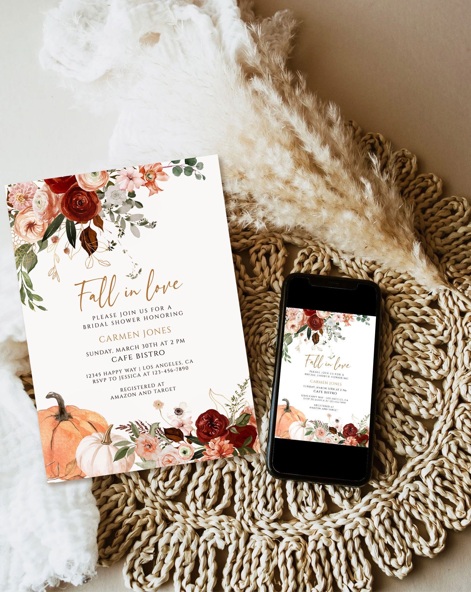 Fall Bridal Shower Invitation Digital Download - Etsy