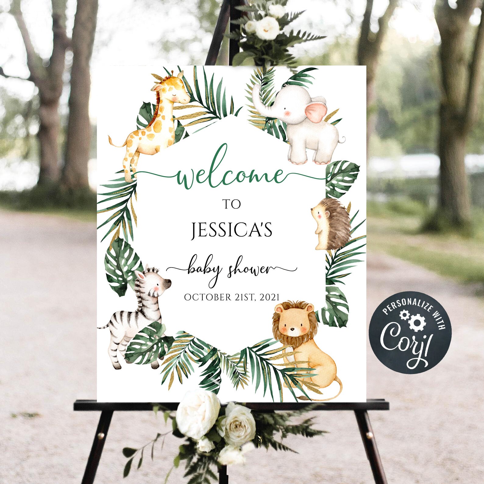 Safari Baby Shower Welcome Sign, Welcome Sign, Baby Shower Sign, Jungle ...