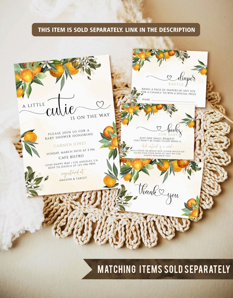Orange Greenery Baby Shower Game Bundle, Citrus Theme (editable ...