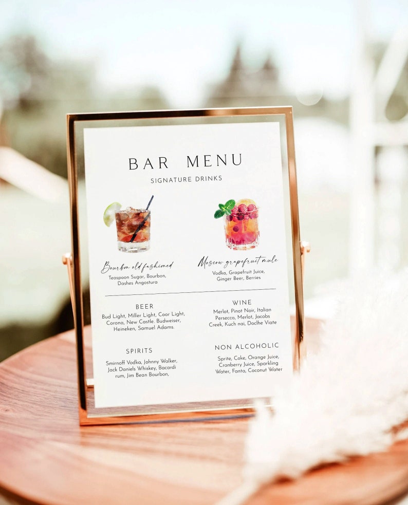 Bar Menu Template Modern Editable Drink Menu Template - Etsy