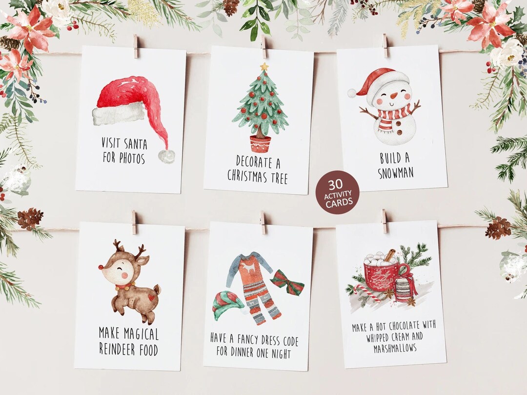 30 Printable Advent Activity Cards for Kids, Christmas Bucket List ...