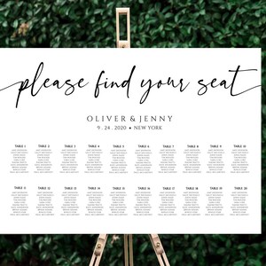 Seating Chart, Seating Chart Template, Modern Calligraphy, Editable ...