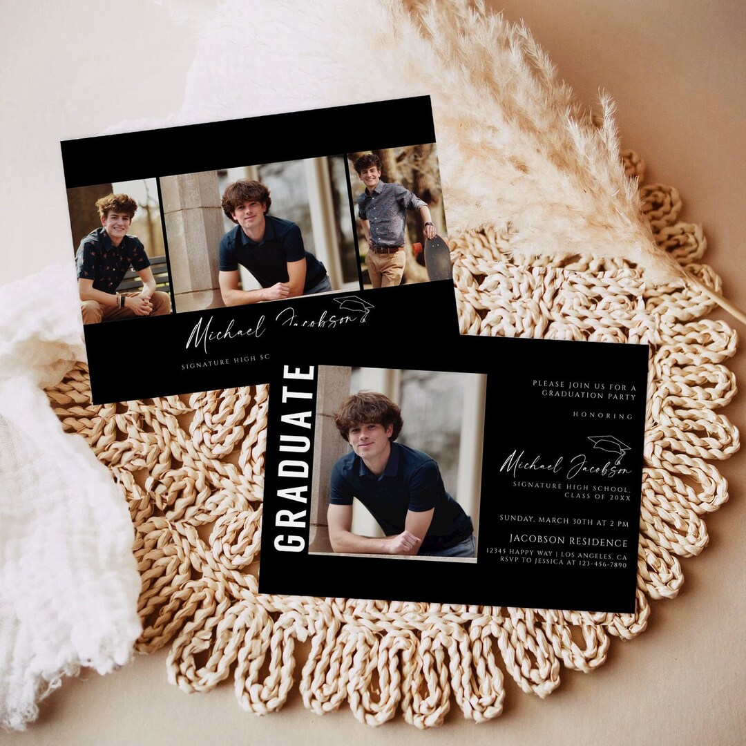 Graduation Party Invitation Template, Graduation Announcement Card ...