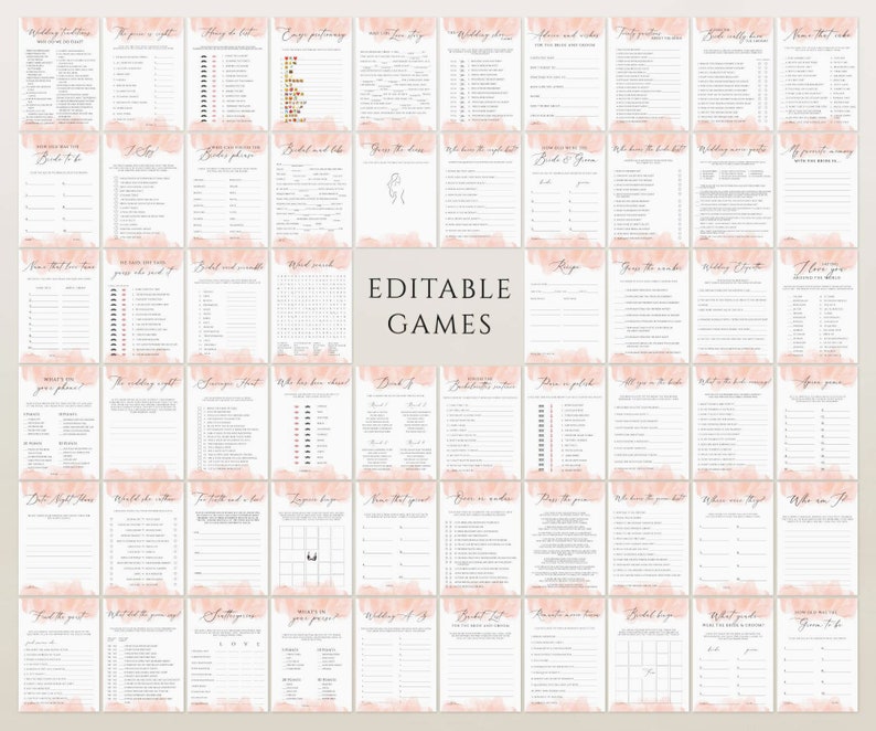 Pink Swash Bridal Shower Games Printable Bridal Shower Games - Etsy